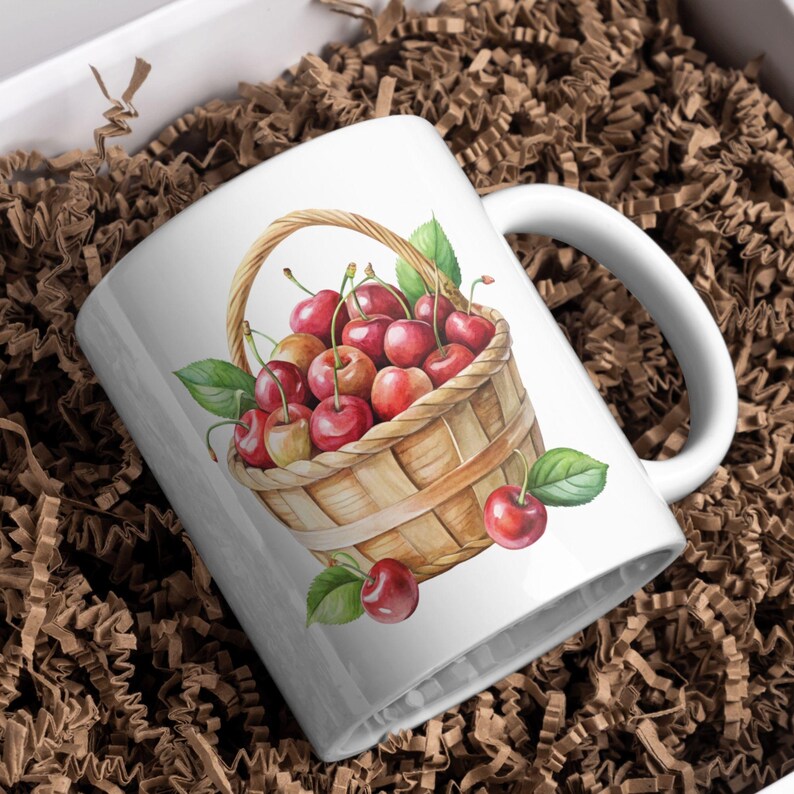 Watercolor Cherry Clipart Bundle: Blossom, Fruit, Floral (PNG Digital ...