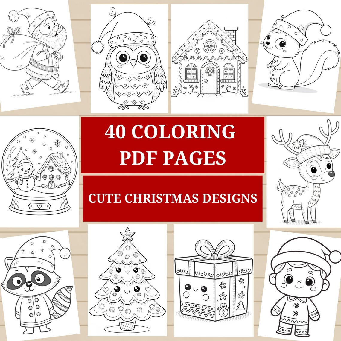 Christmas Coloring Pages: 40 Festive Designs for Kids (PDF Download A4 ...