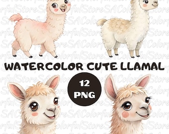 Watercolor Llama Clipart Set, Nursery Art (commercial Use) (digital ...