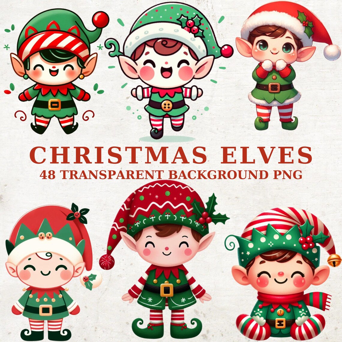 48 Christmas Elves Clipart, Transparent Backgrounds for Holiday Crafts ...