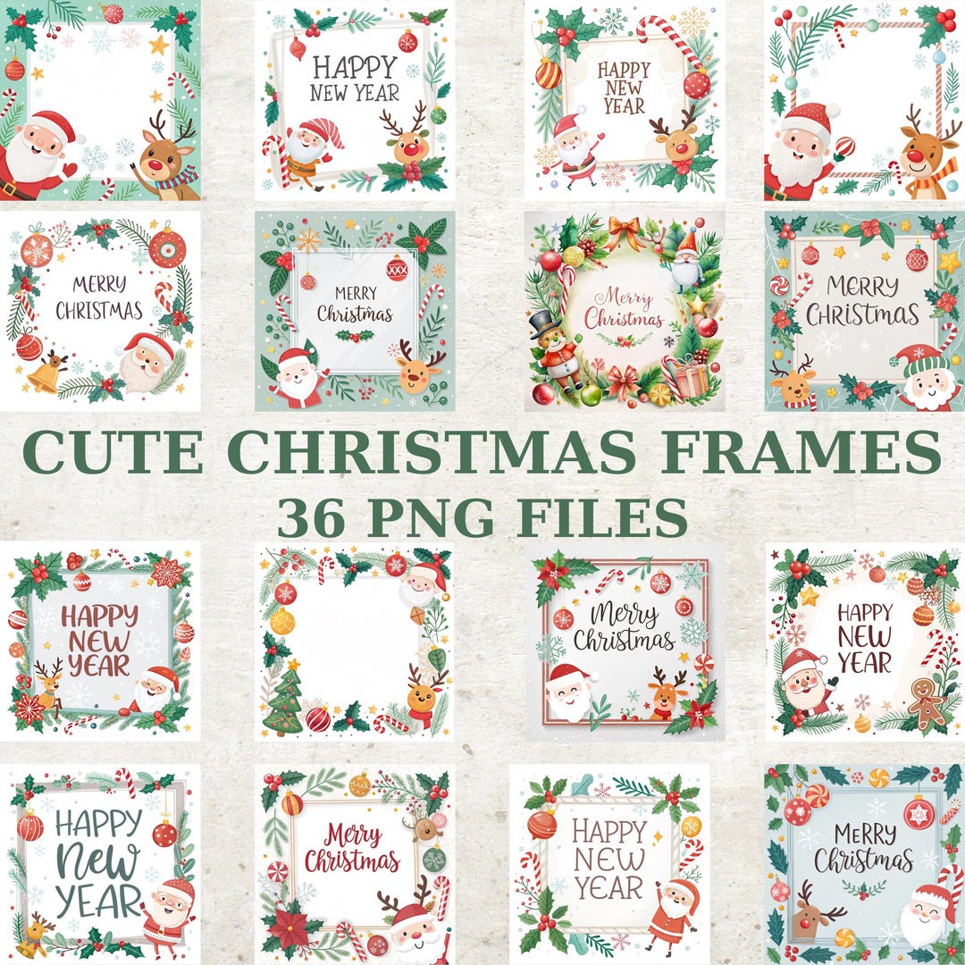 Cute Christmas Frames Pack Christmas Frames Png 36 Clipart Collection ...