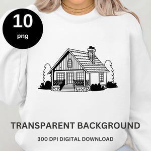 House Clipart Set, Black and White Home Outline (SVG, PNG) - Etsy