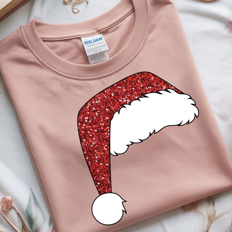 Red Glitter Santa Hat SVG and PNG, Christmas Layered Cut File (digital ...