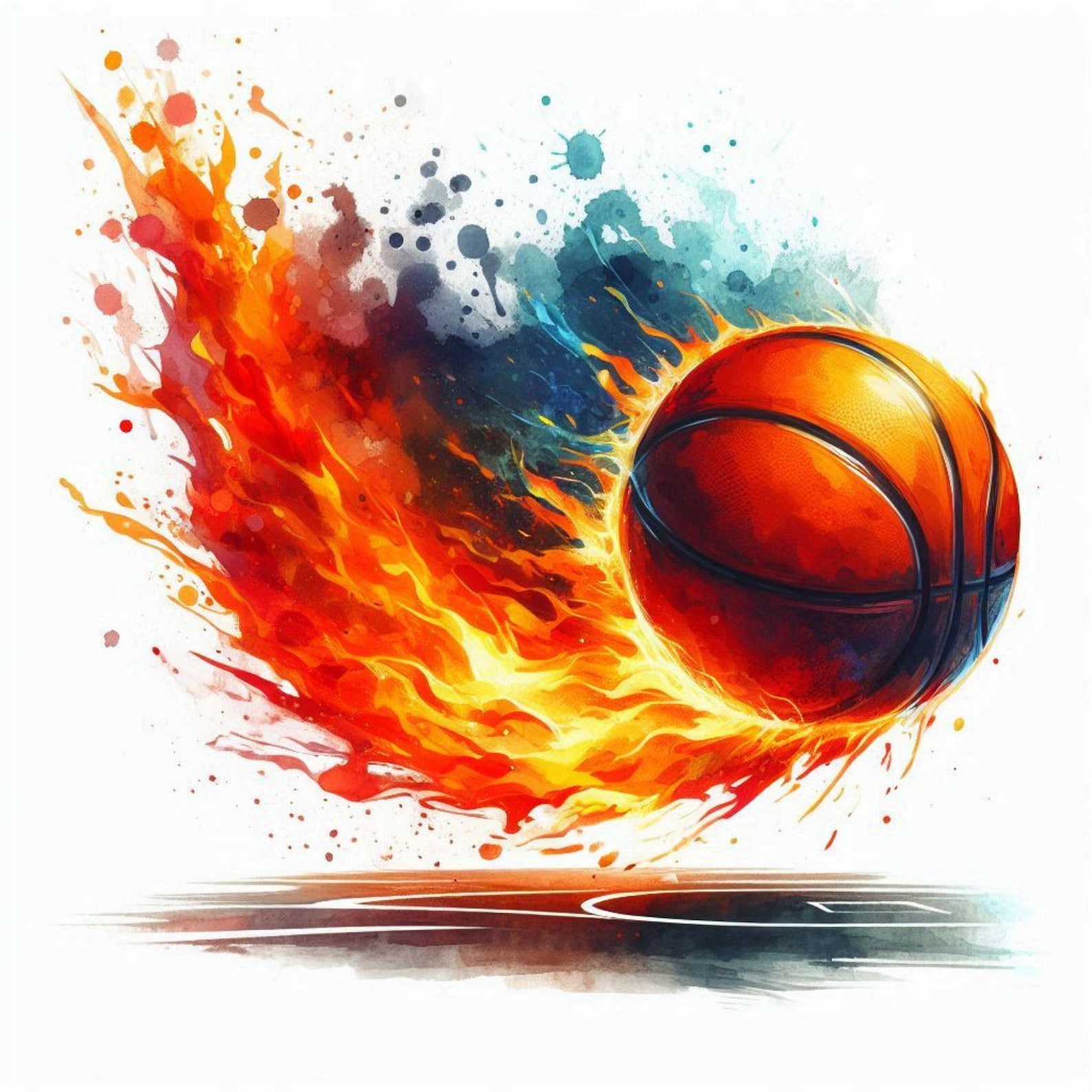 Watercolor Basketball Clipart Bundle: Dynamic Sports Art (digital ...