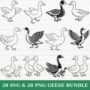Goose 28 SVG & 28 PNG Bundle, Goose Clipart for Cricut, Goose Vector ...