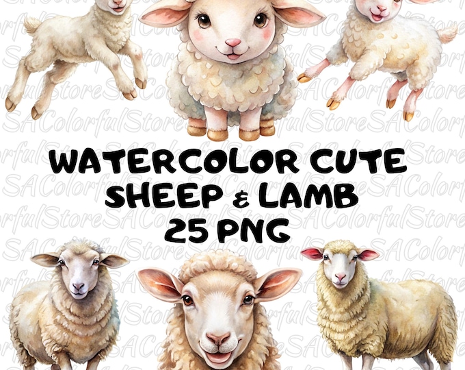 30 Watercolor Lamb Clipart, Lamb PNG, Cute Lamb Clip Art PNG Clipart ...