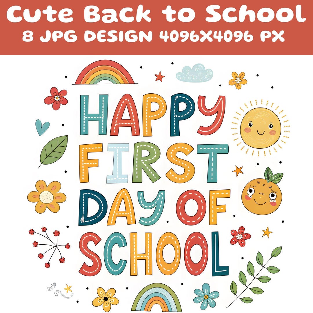Back to School Clipart Bundle, First Day Designs (JPG, 4096x4096 Px) - Etsy