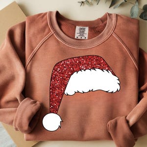 Red Glitter Santa Hat SVG and PNG, Christmas Layered Cut File (digital ...