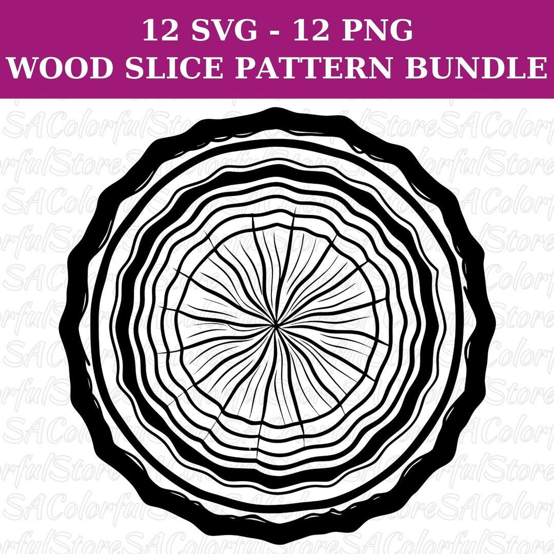 Tree Ring SVG PNG Bundle: Wood Slice Designs, Clipart for Cricut - Etsy