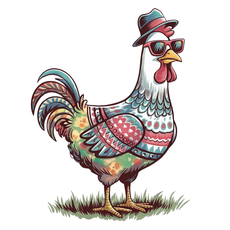 Watercolor Funky Chickens Clipart Bundle: Retro Cartoon PNG (digital ...