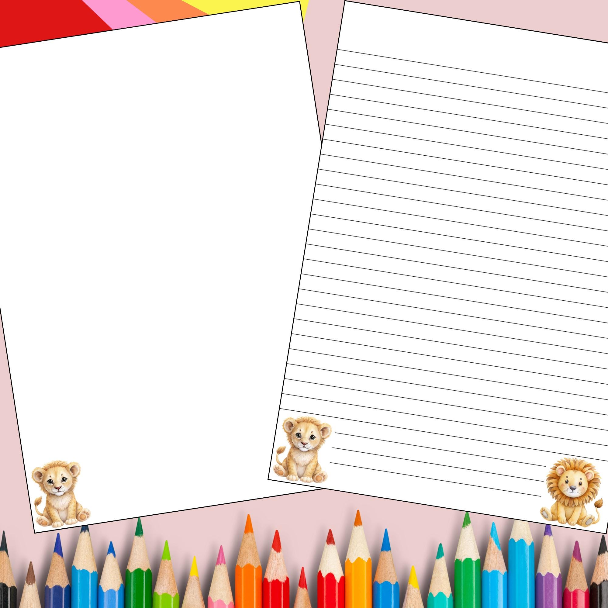 12 Safari Animals Printable Stationery, Goodnotes Template, Printable ...