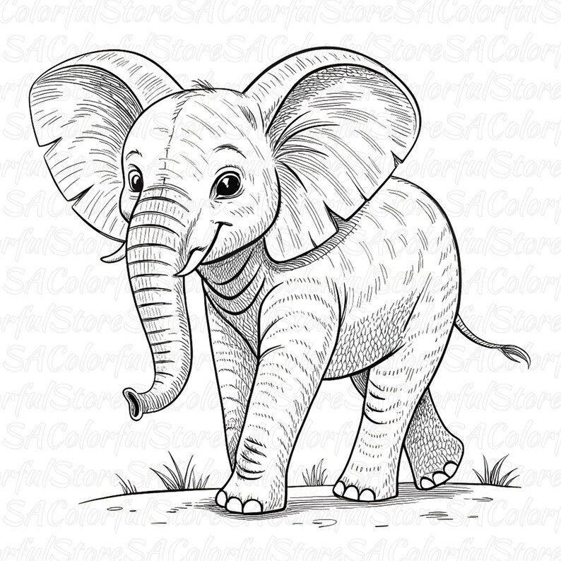Elephant Line Art PNG Bundle, Nursery Decor (digital Download - Etsy