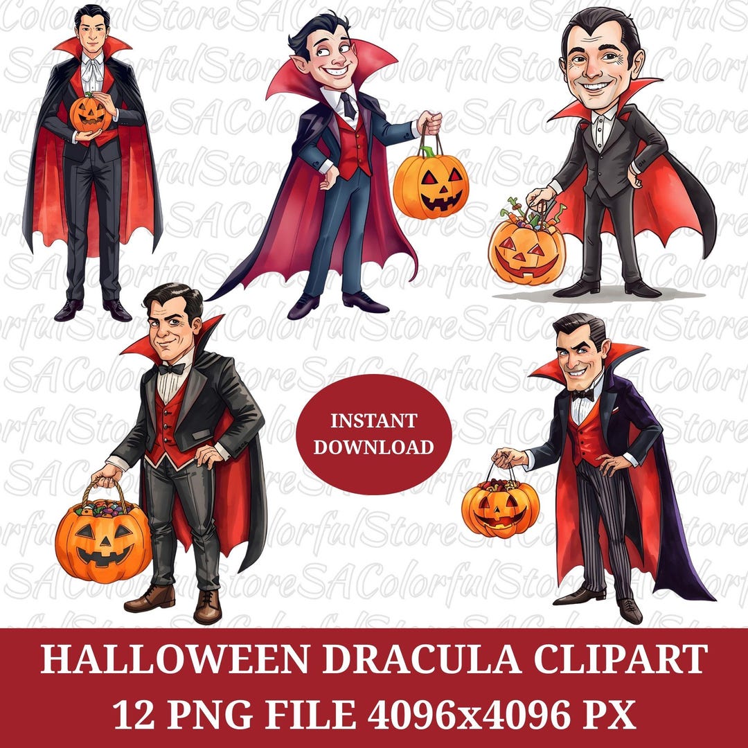 12 Dracula Clipart PNG Bundle, Halloween Vampire PNG, Instant Download ...