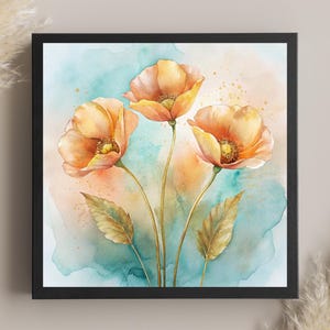 40 Watercolor Poopy Abstract Flowers Png Wall Art Digital Paper ...