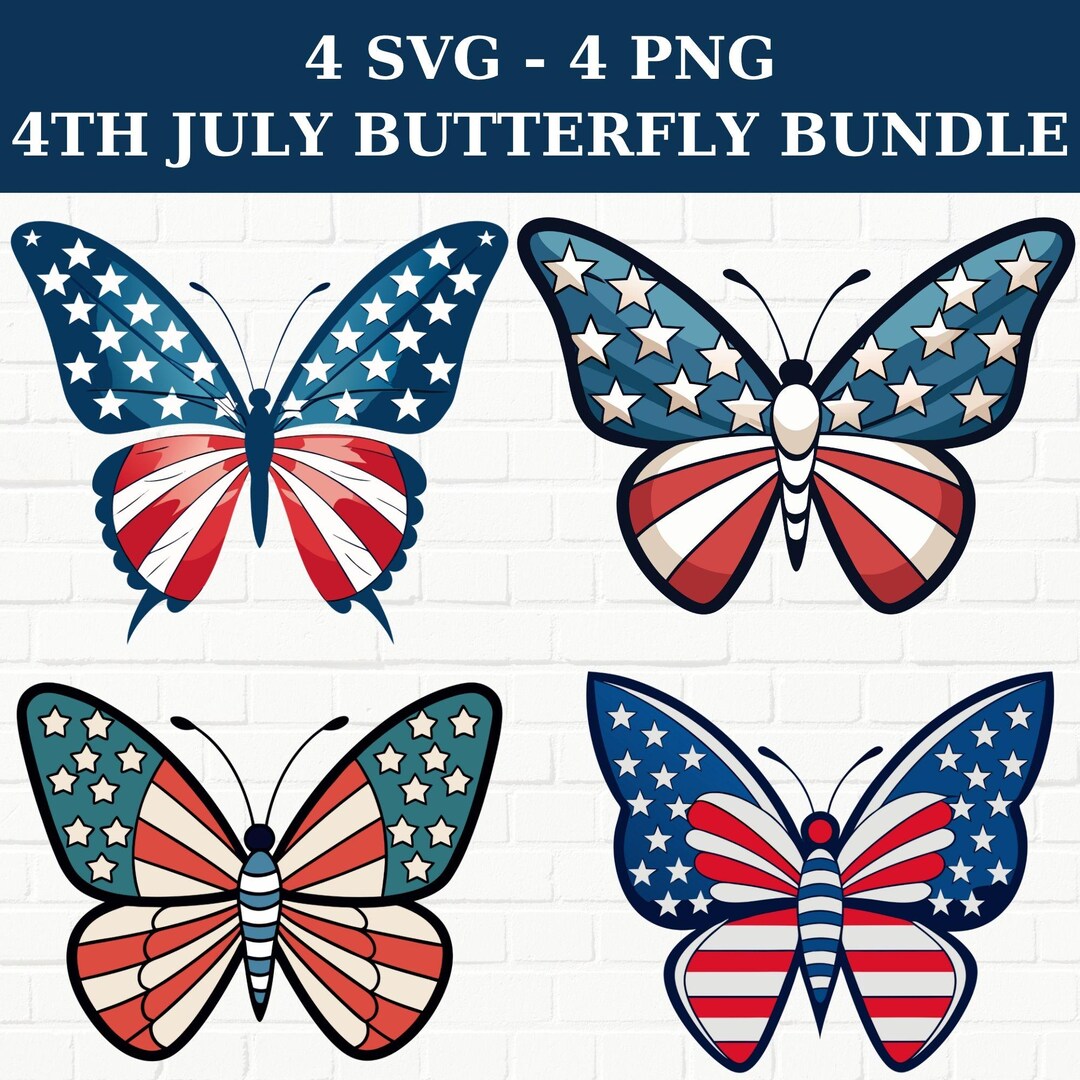 American Flag Butterfly SVG PNG: 4th of July Patriotic Design (digital ...