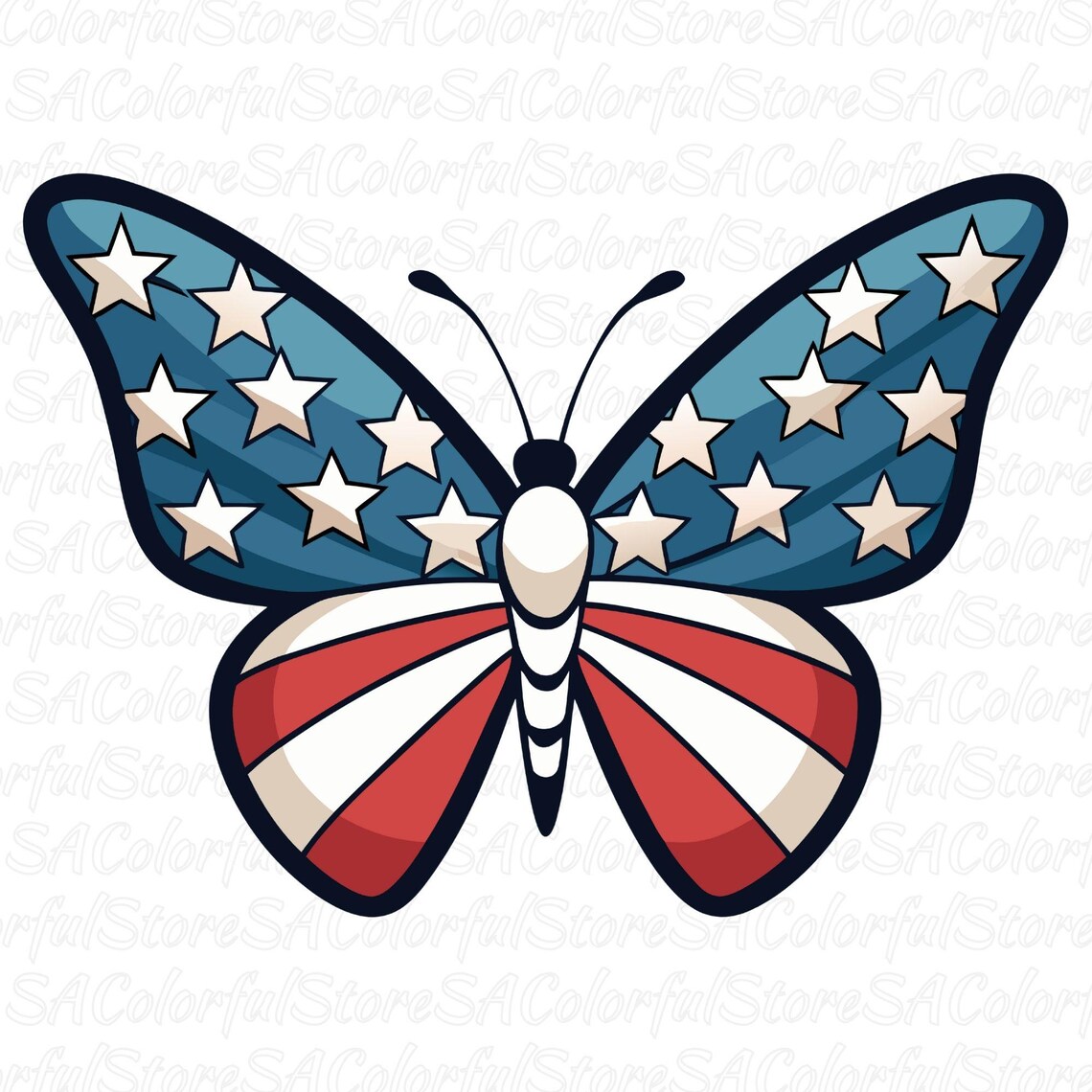 American Flag Butterfly SVG PNG: 4th of July Patriotic Design (digital ...