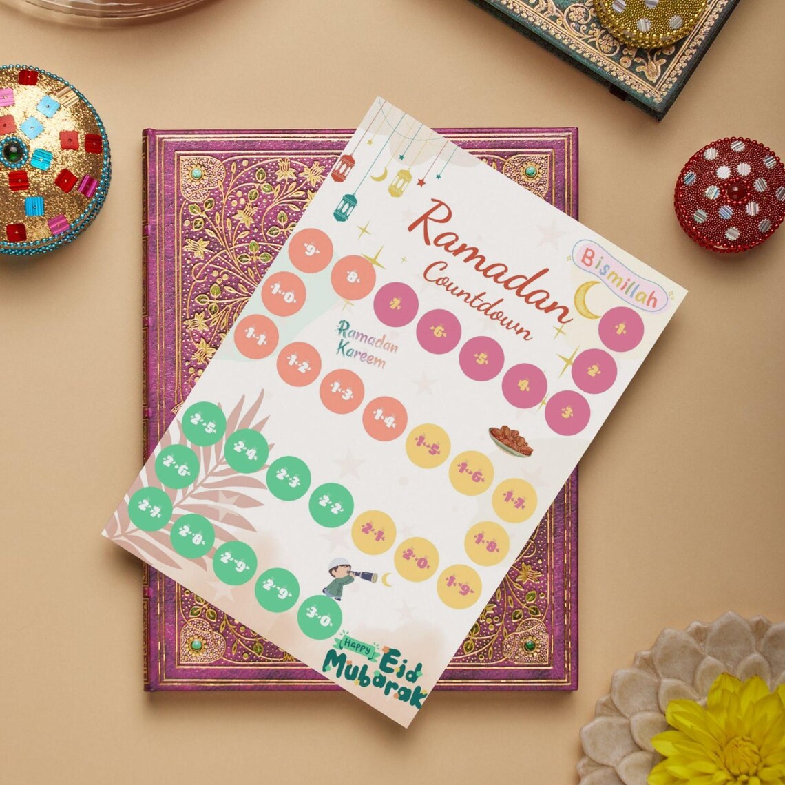 Ramadan Countdown Printable for Kids, Eid Activity Chart, A4 & US ...