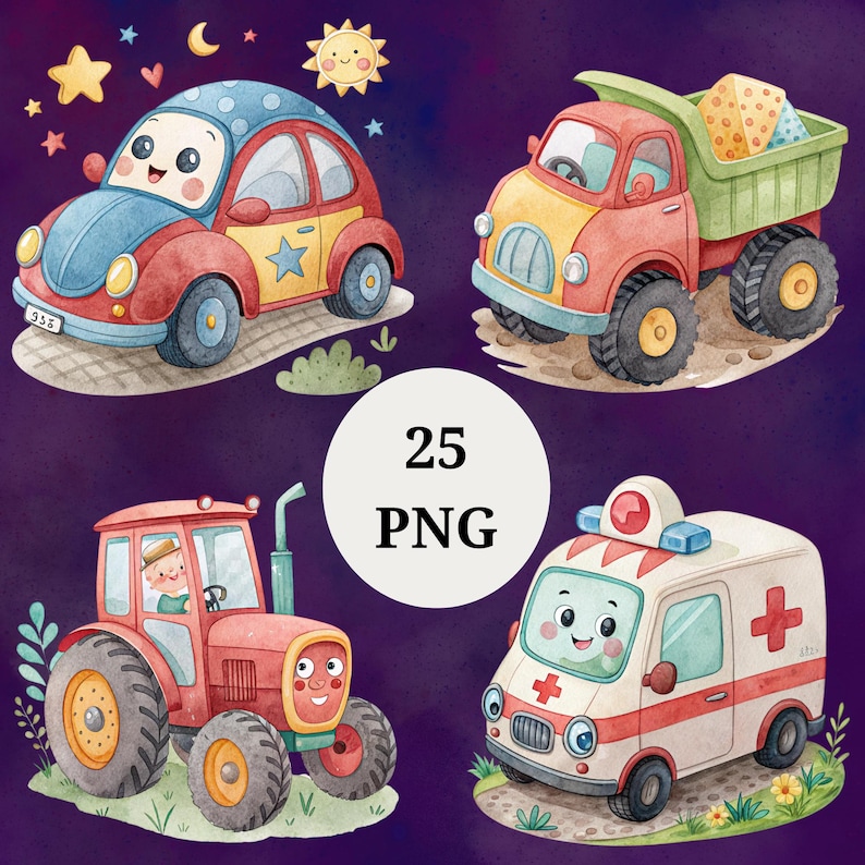 25 Watercolor Vehicle Clipart, Cute Vehicle Clipart, Transport Clipart ...