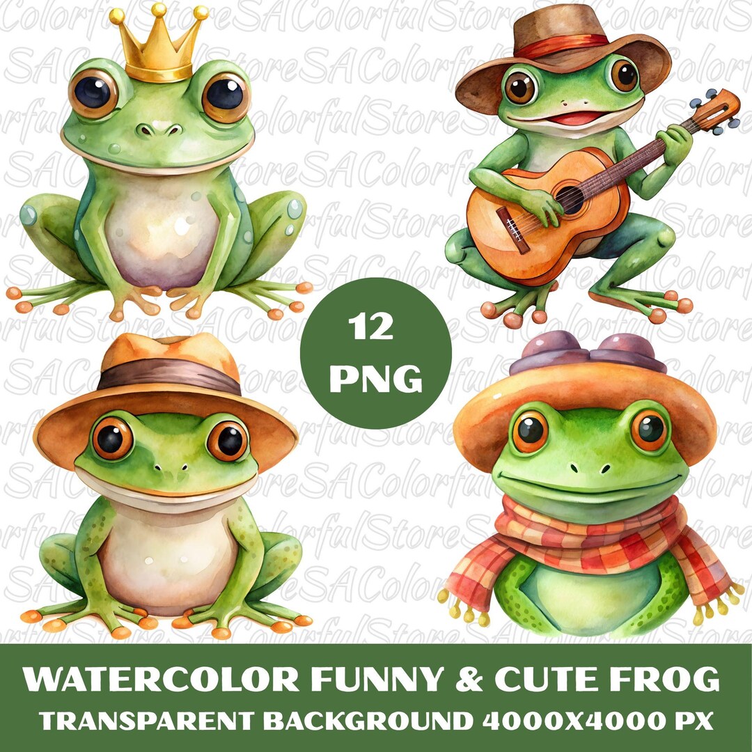 Cute and Funny Frog Clipart, Cute Frogs Graphics, Colorful Frogs ...