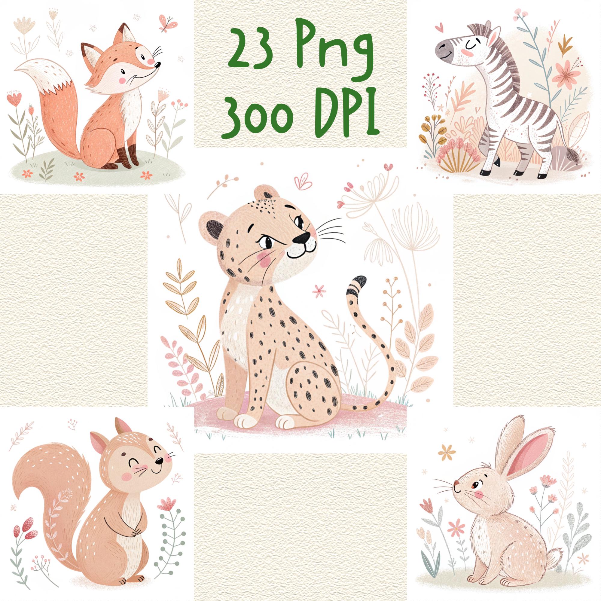 23 Watercolor Cute Animals Cute Animal Png Animal Nursery Cute Animal ...