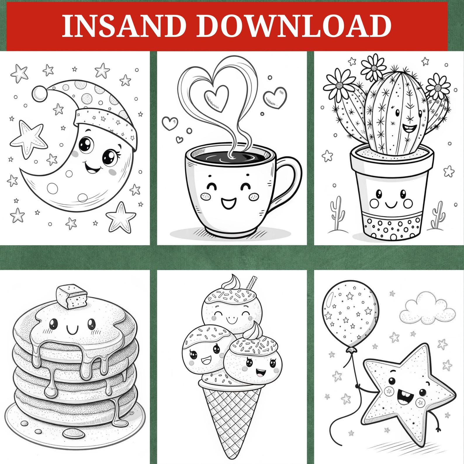 21 Kawaii Coloring Pages Cute Coloring Pages for Kids Homeschool ...