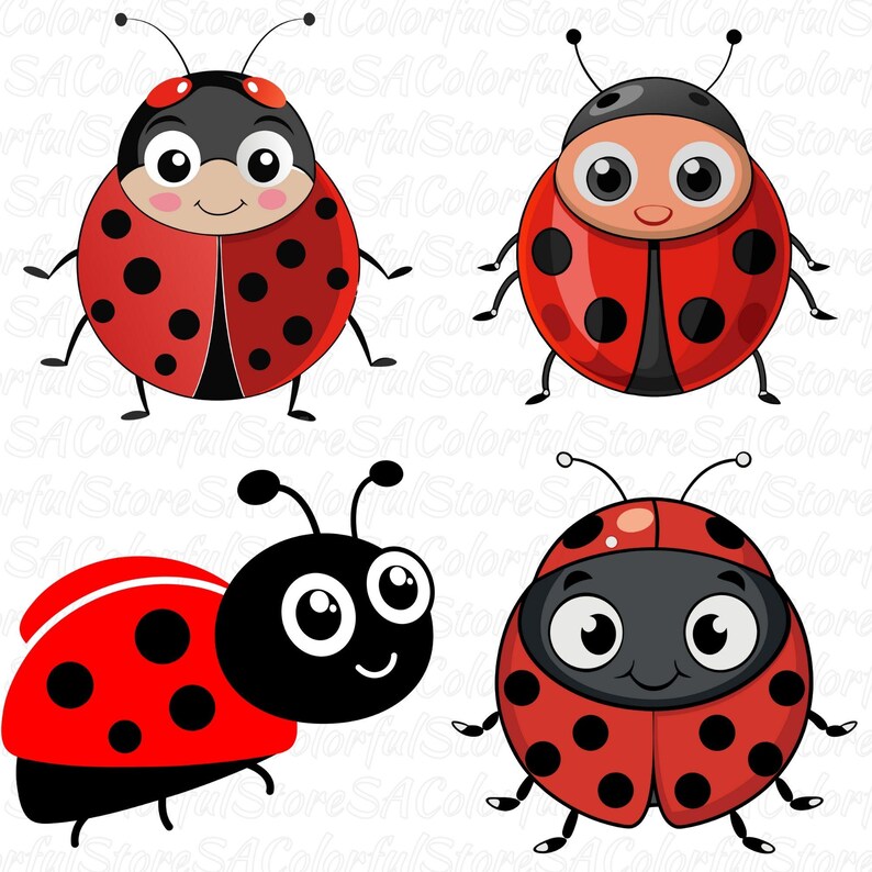 Ladybug Clipart Bundle, Layered SVG PNG Files - Etsy