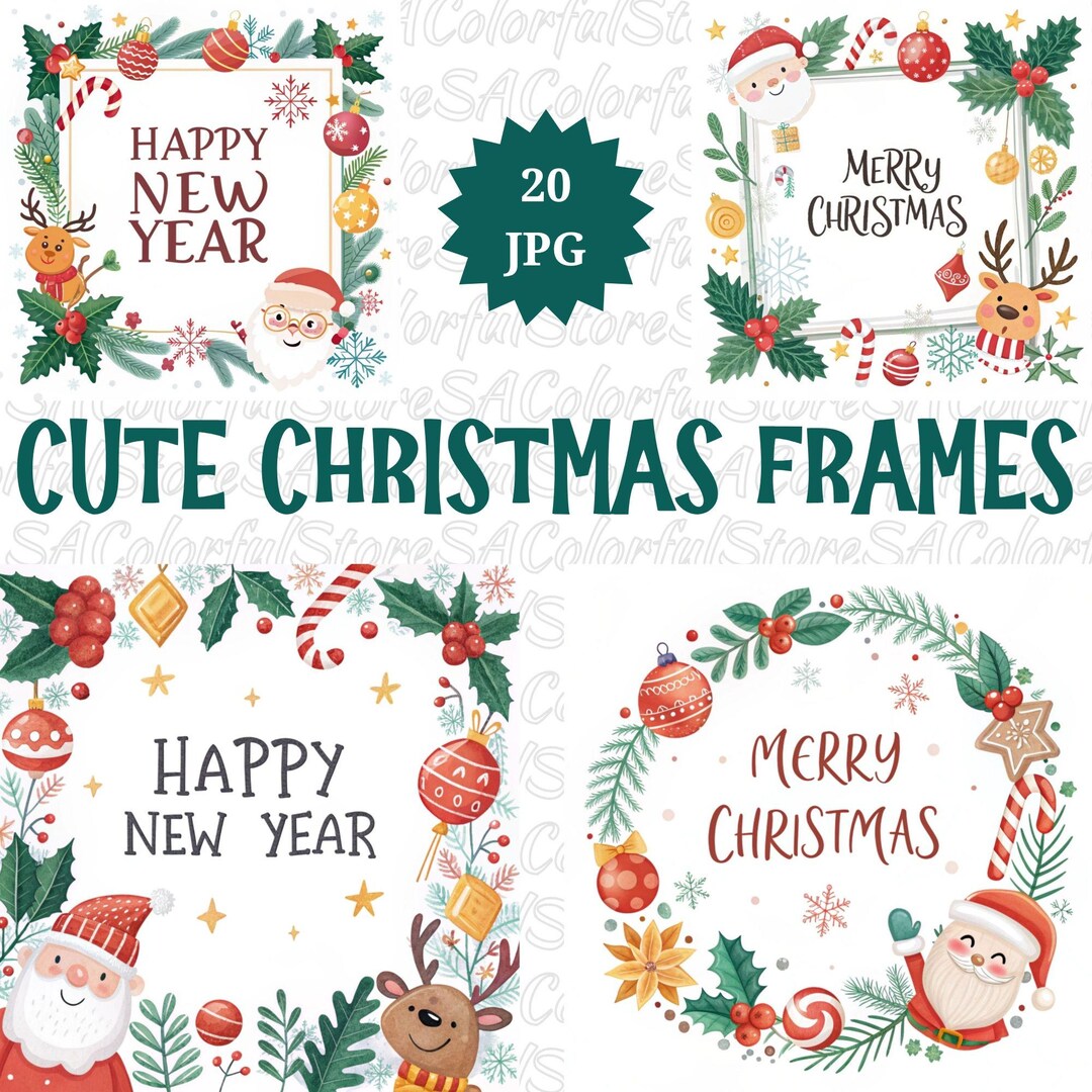 Christmas Frames Clipart: Festive Holiday Borders (20 JPG Pack) - Etsy