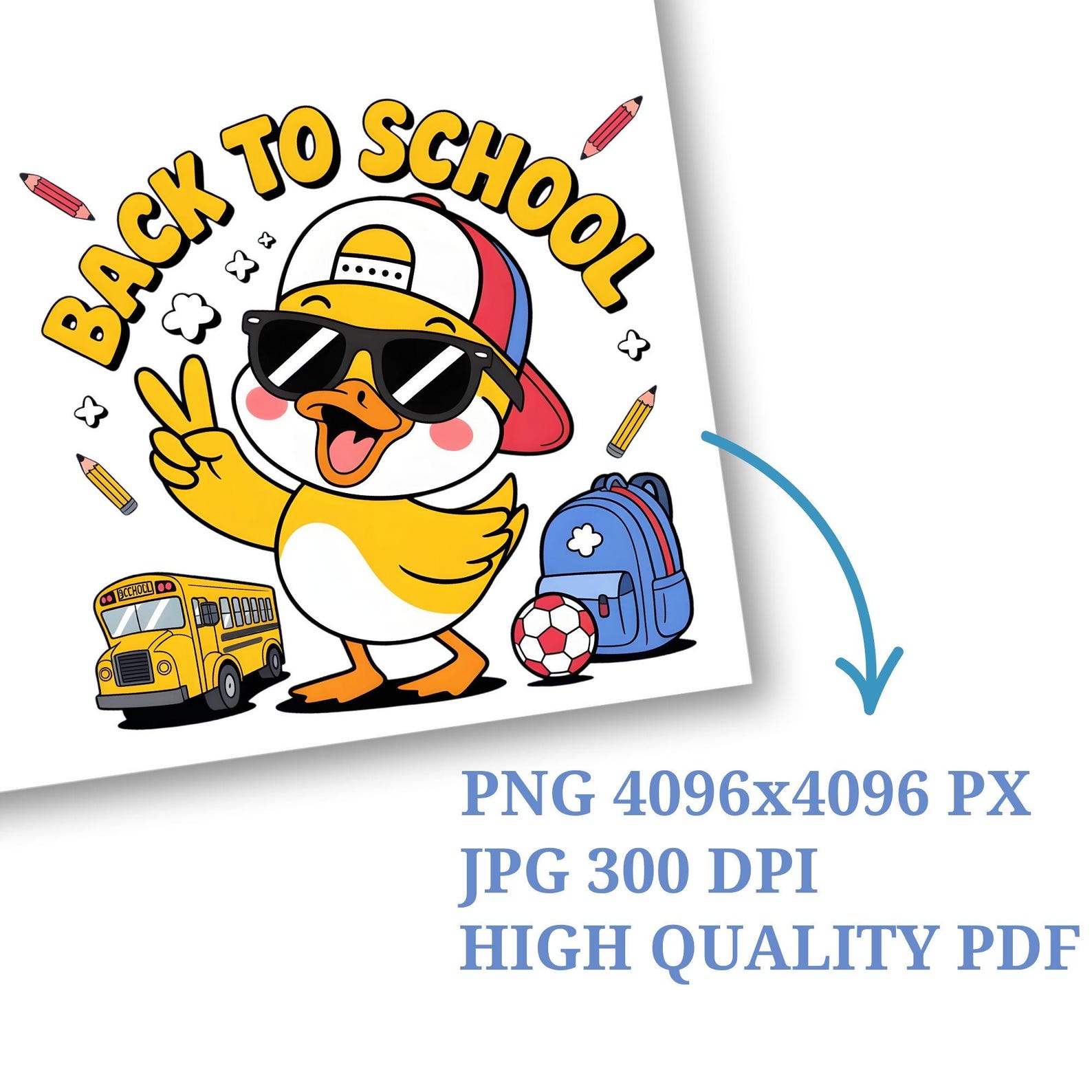 Back to School Png Jpg Pdf Bundle Cool Duck Back to School Design, Kids ...
