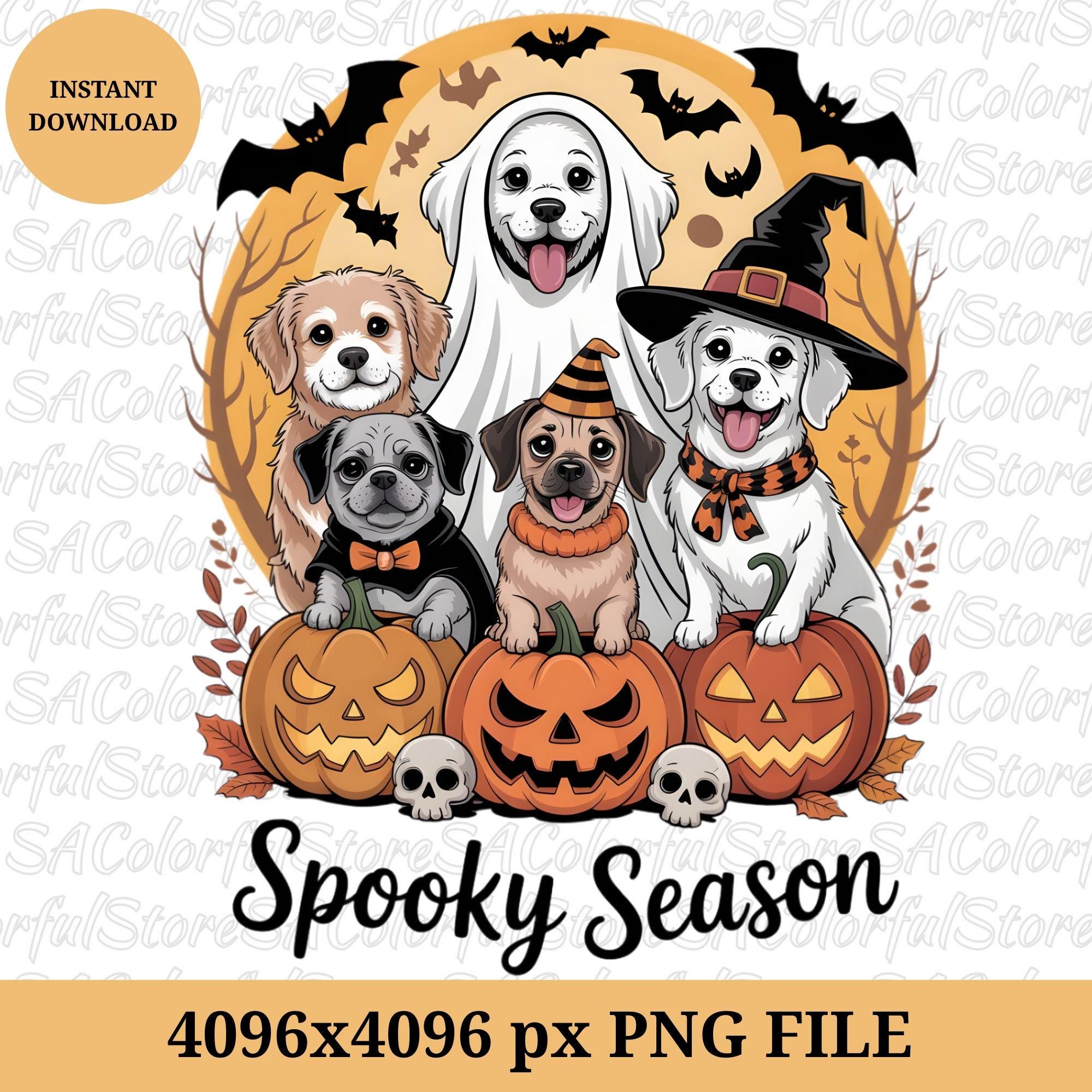 Halloween Puppy Clipart PNG: Spooky Season Dogs, Pumpkin, Witch ...