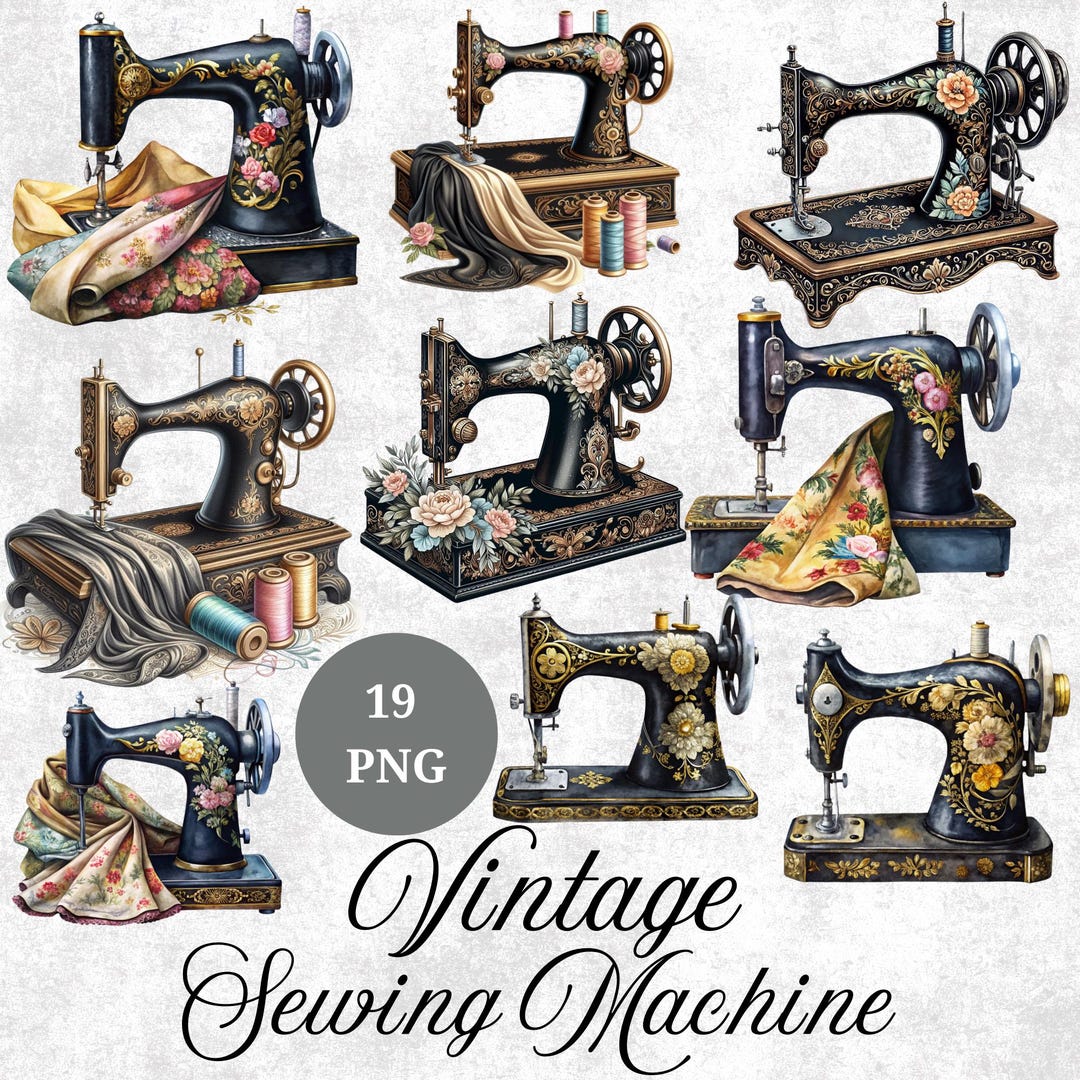 19 Watercolor Vintage Sewing Machine Png Sewing Machine Clipart Vintage Clipart Ewing Machine ...
