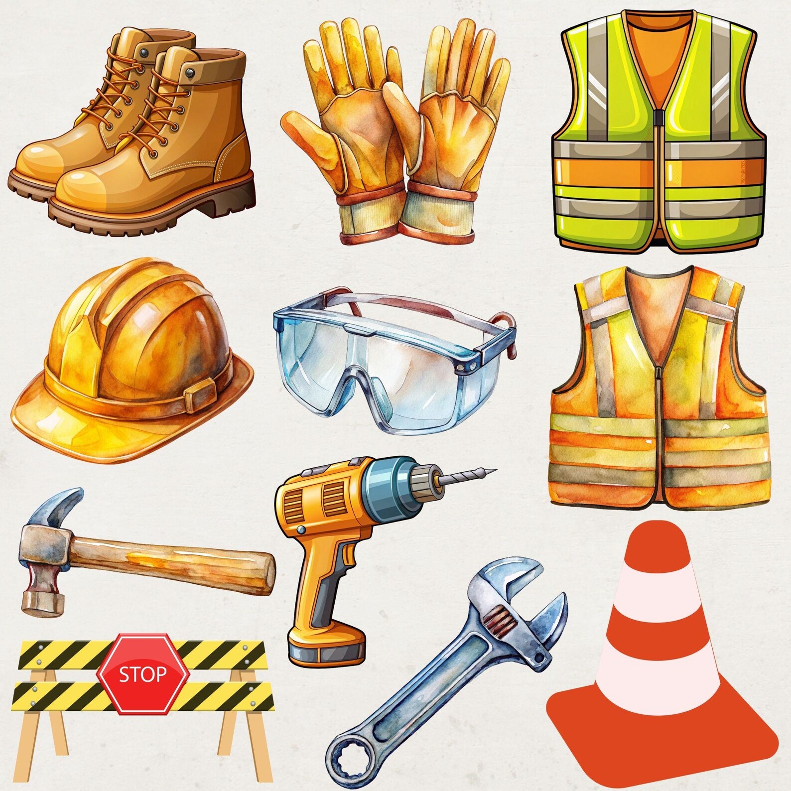 44 Watercolor Construction Clipart, Construction Clipart PNG Vehicles ...