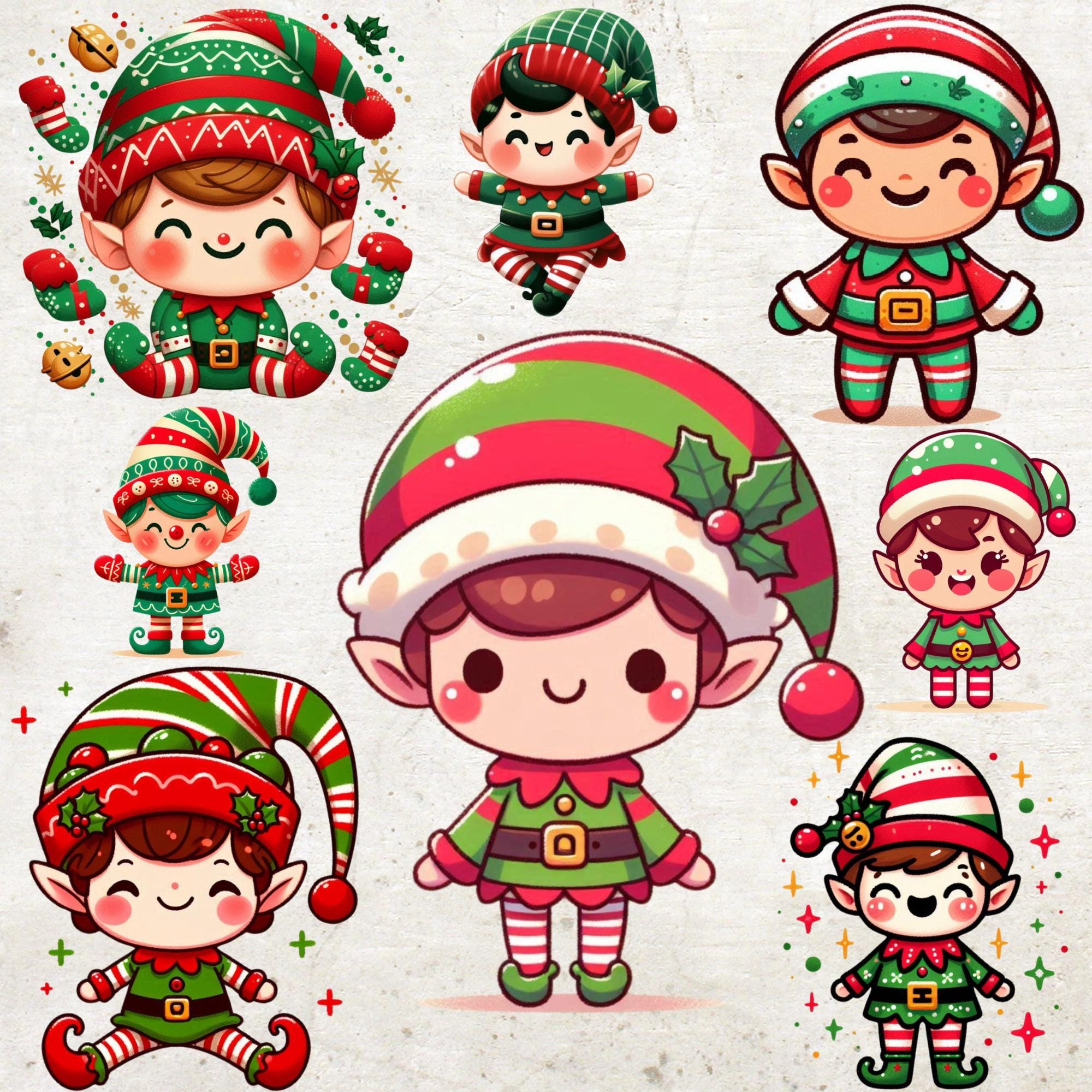 48 Christmas Elves Clipart, Transparent Backgrounds for Holiday Crafts ...