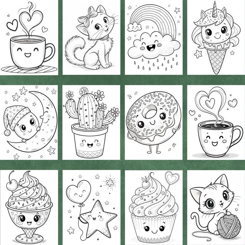 21 Kawaii Coloring Pages Cute Coloring Pages for Kids Homeschool ...