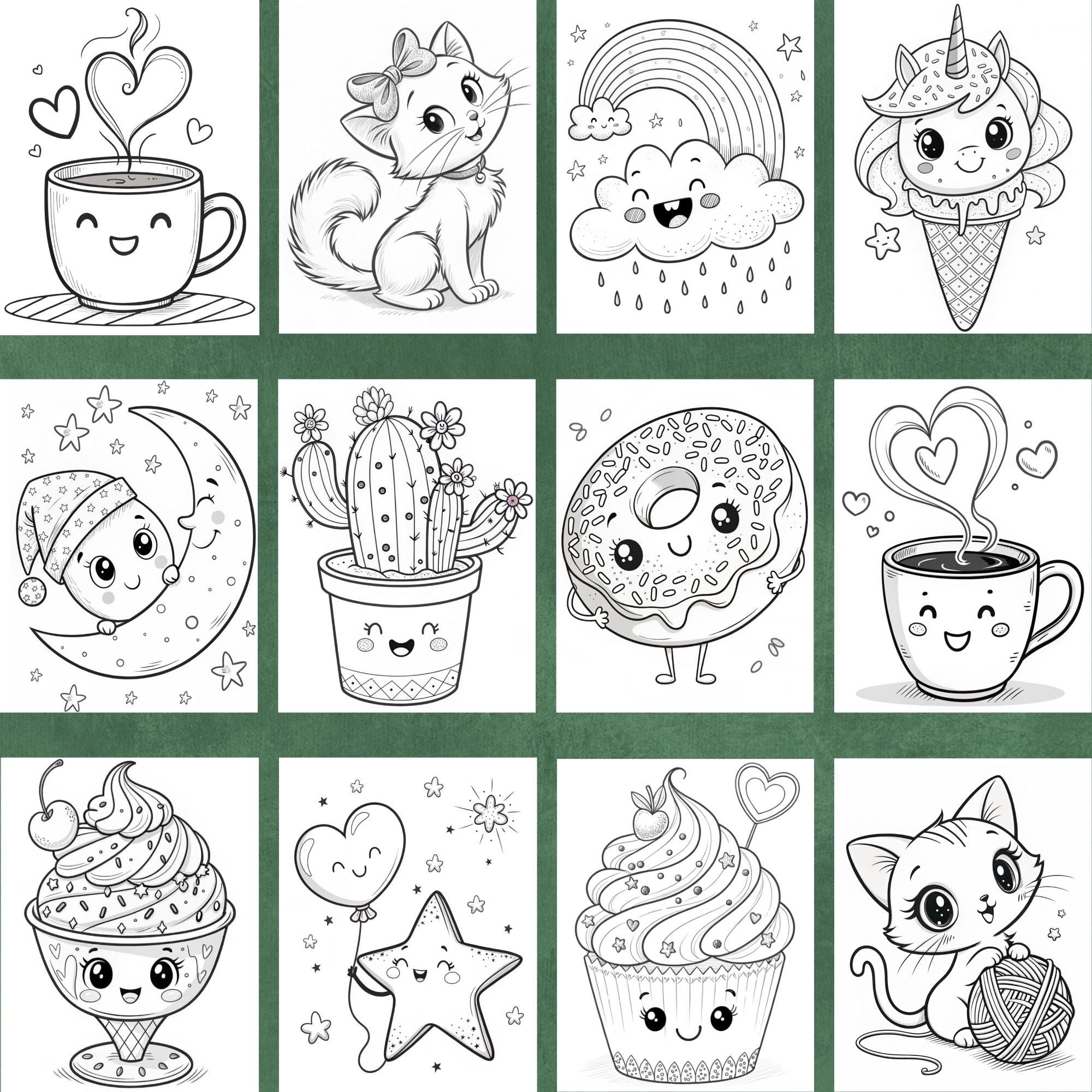 21 Kawaii Coloring Pages Cute Coloring Pages for Kids Homeschool ...