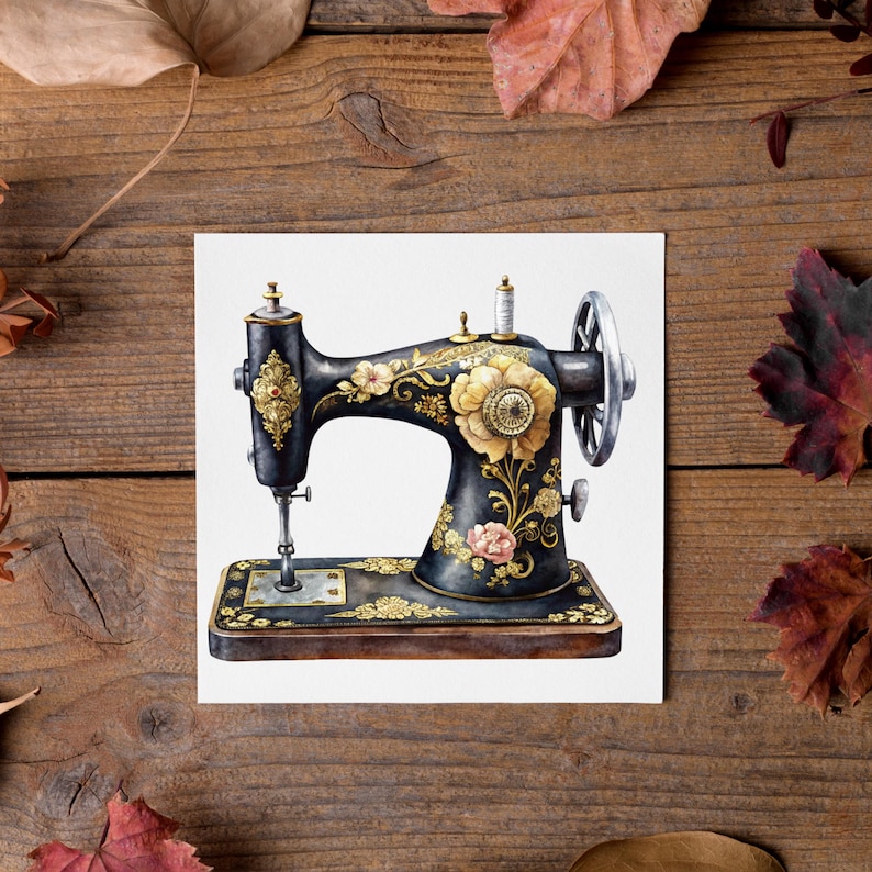 19 Watercolor Vintage Sewing Machine Png Sewing Machine Clipart Vintage ...