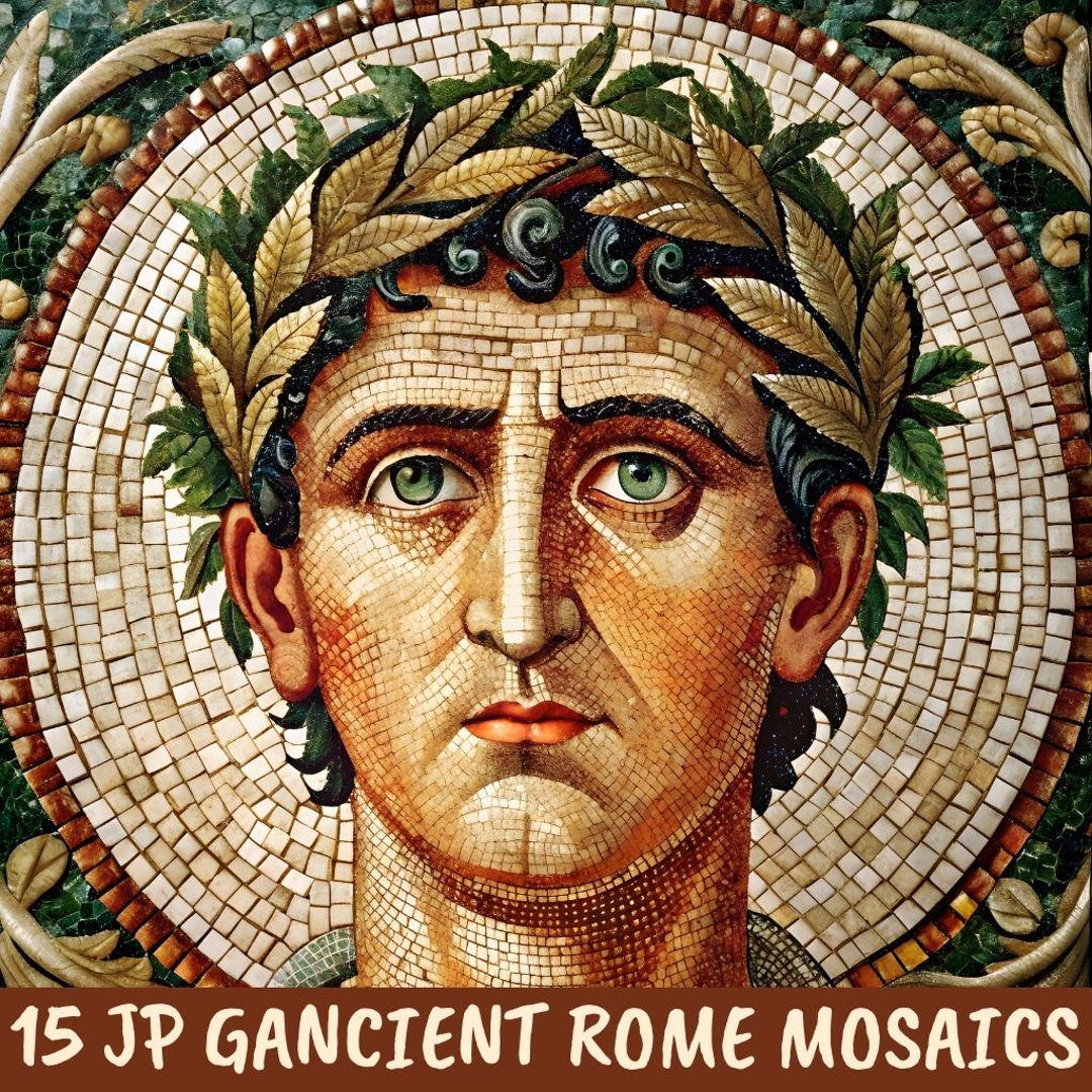 Ancient Rome Mosaic Clipart, 15 High Resolution Jpgs, Roman Emperor Art ...