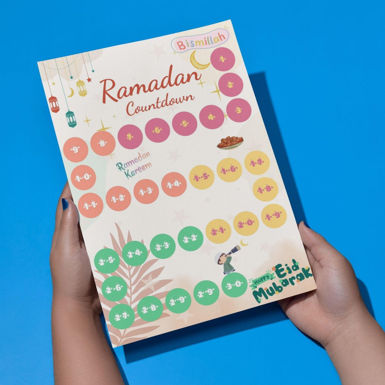 Ramadan Countdown Printable for Kids, Eid Activity Chart, A4 & US ...