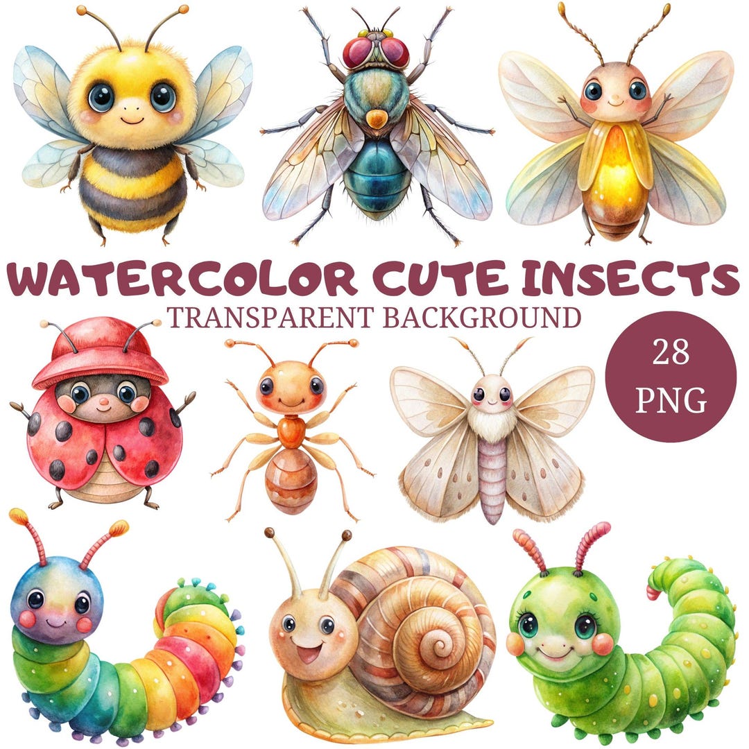 28 Cute Insects PNG Clipart, Cute Bugs Png, Insects Digital Art Printable Insects, Ant, Fly ...