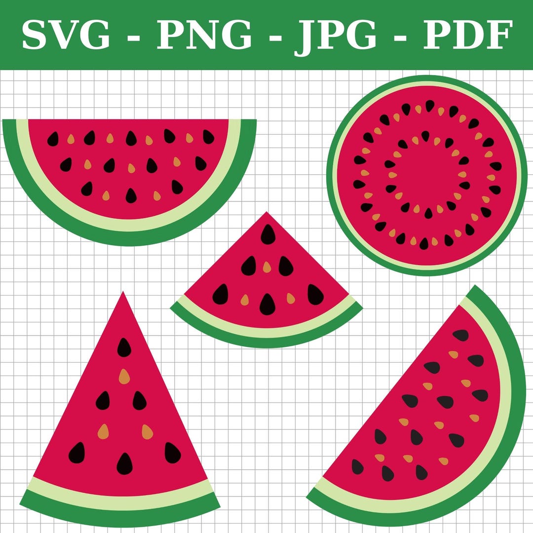 Watermelon Slice SVG & PNG Bundle: Summer Fruit Clipart (digital ...