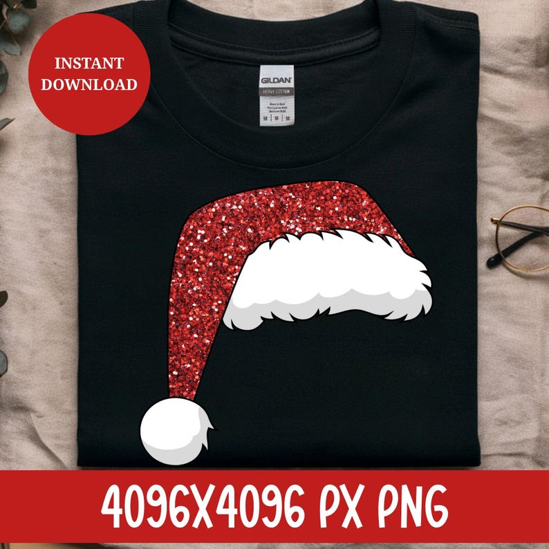 Red Glitter Santa Hat SVG and PNG, Christmas Layered Cut File (digital ...
