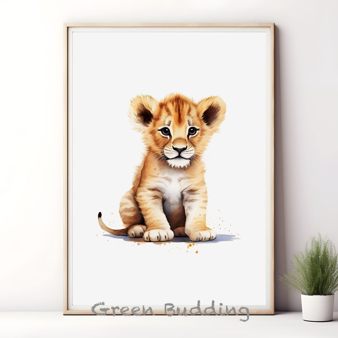 Lion Printable Wall Art, Nursery Wall Decor, Watercolor Looks, Cub ...