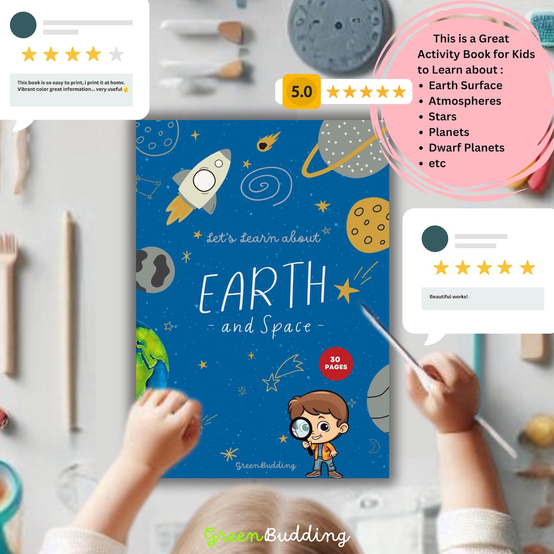 Earth and Space Busy Book, Kids, Digital Printable Worksheets ...