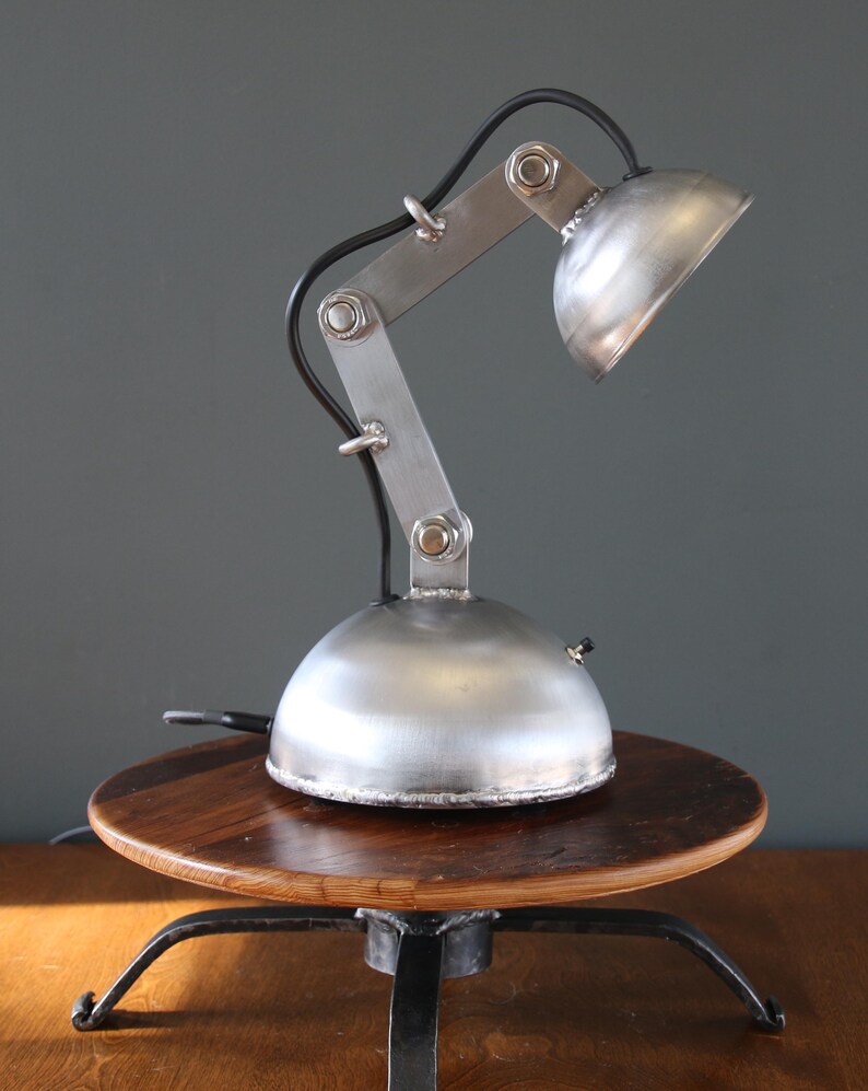 Handmade Polished Steel, Industrial Style LED Table Lamp - Etsy
