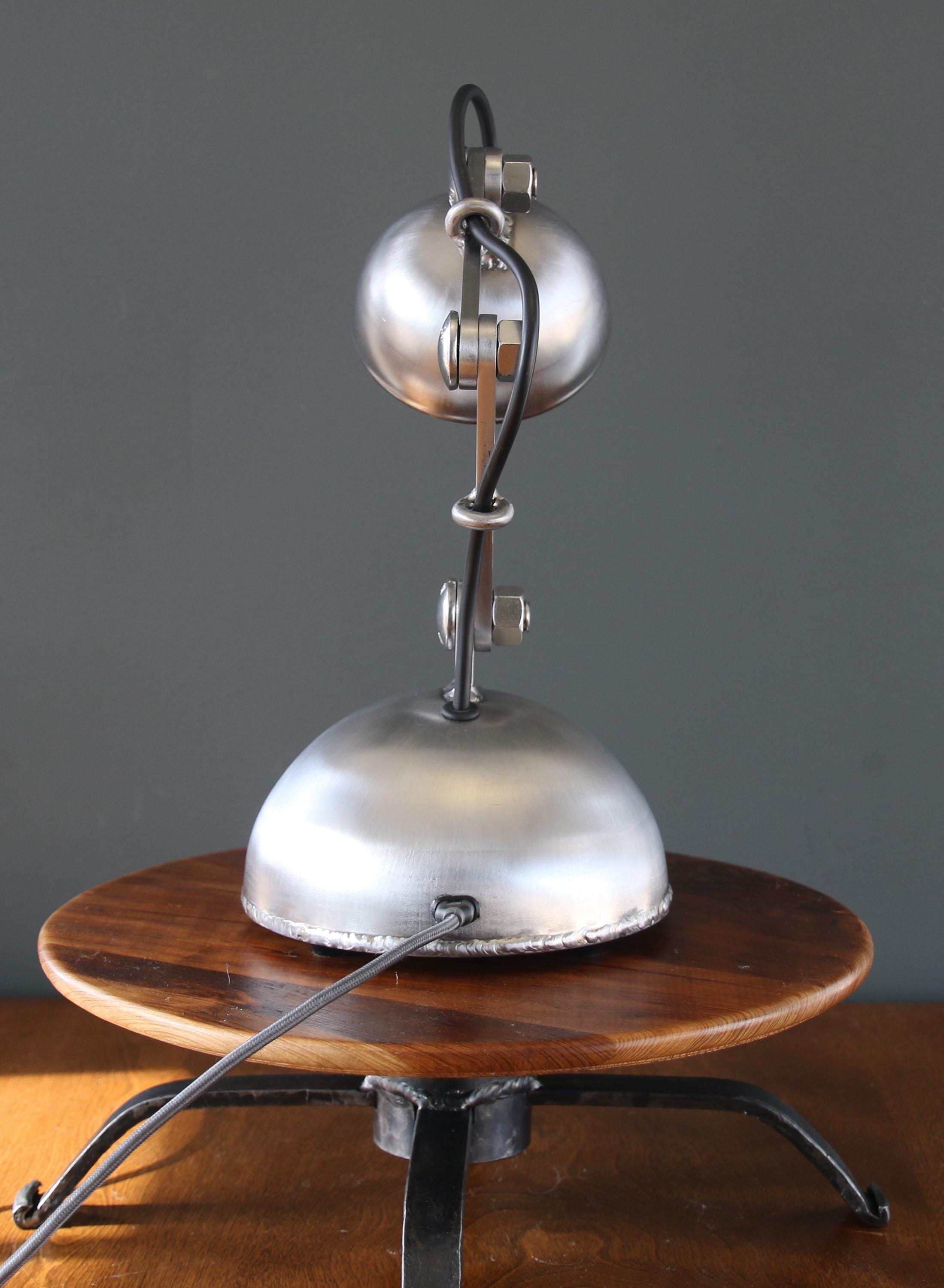 Handmade Polished Steel, Industrial Style LED Table Lamp - Etsy