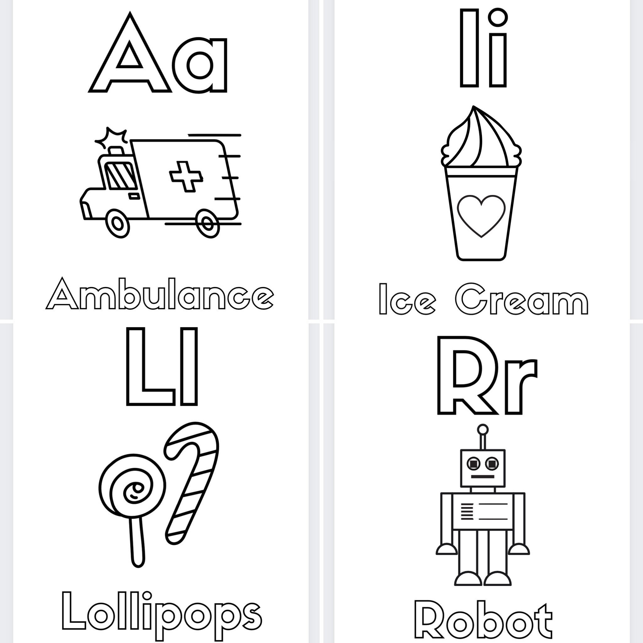 Simple Alphabet Colouring Pages - Etsy