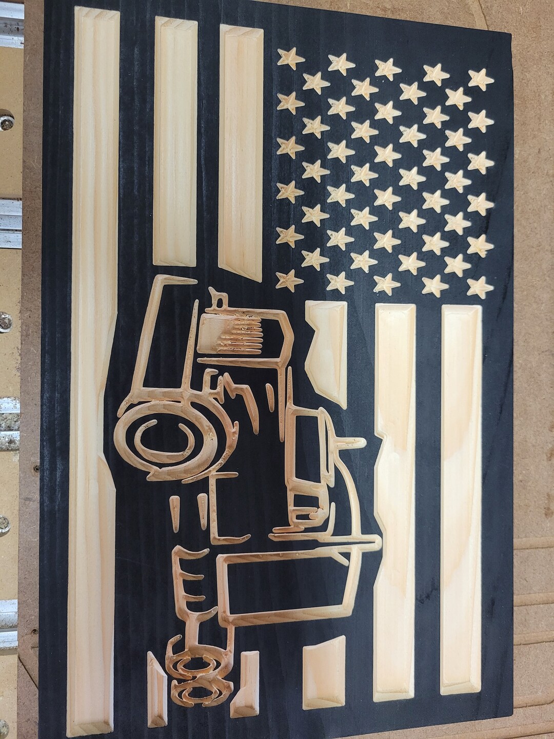 Semi Truck Wood Flag Sign Digital File Shapeoko Carbide Create CNC ...