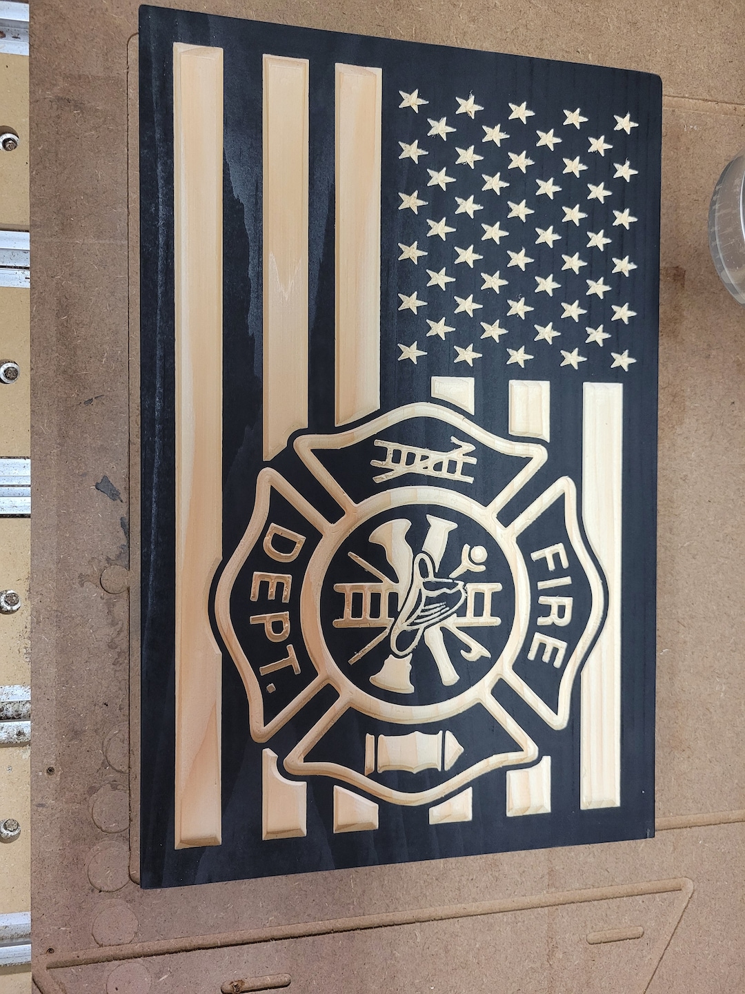 Fire Department Wood Flag Sign Digital File Shapeoko Carbide Create CNC ...