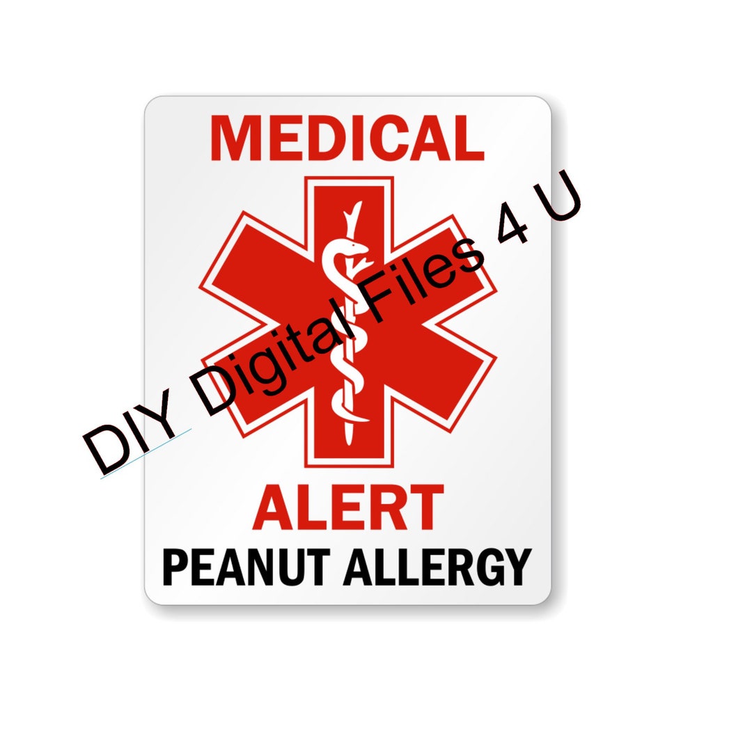 Peanut Allergy Medical Alert Svg Digital File Cricut Silhouette Router CNC File Cut Files .SVG X ...
