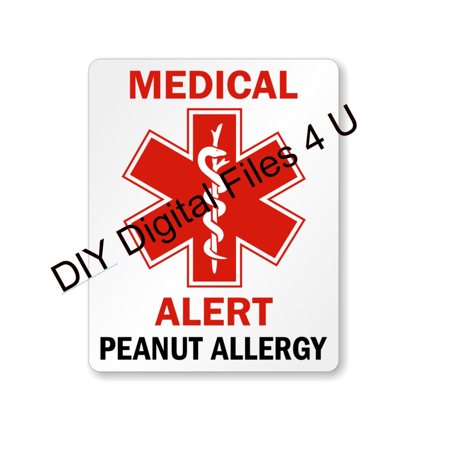 Peanut Allergy Medical Alert Svg Digital File Cricut Silhouette Router ...