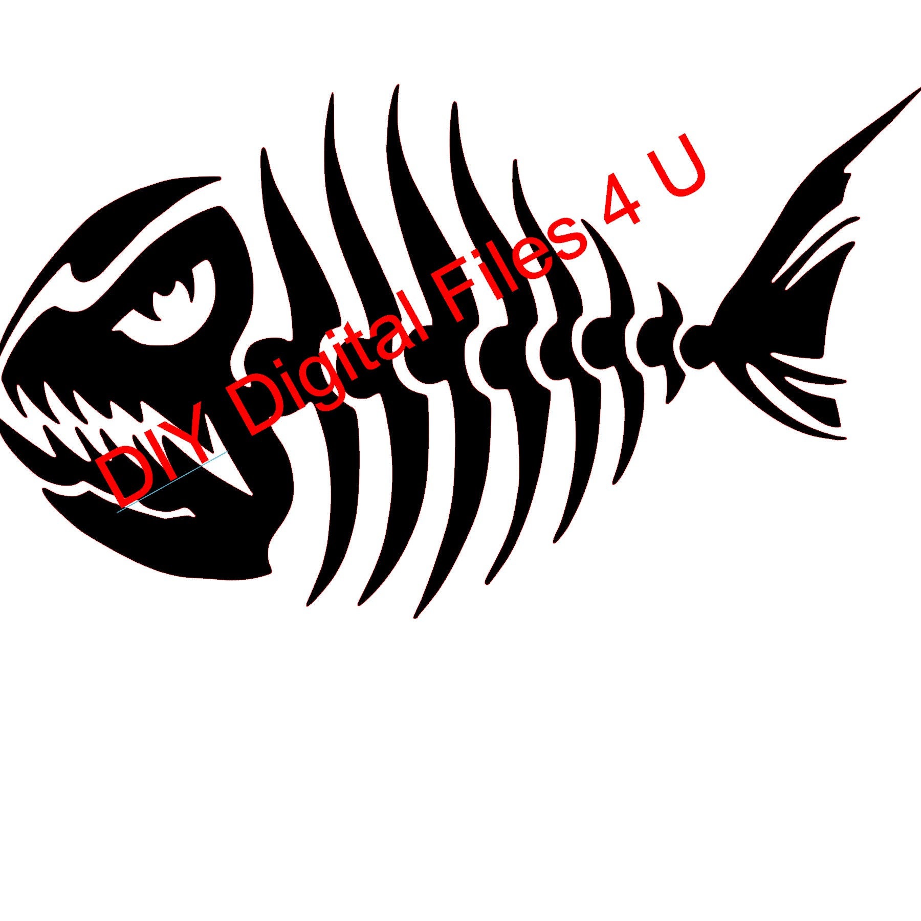 Fish Skeleton Fishing Svg Digital File Cricut Silhouette CNC Router CNC ...